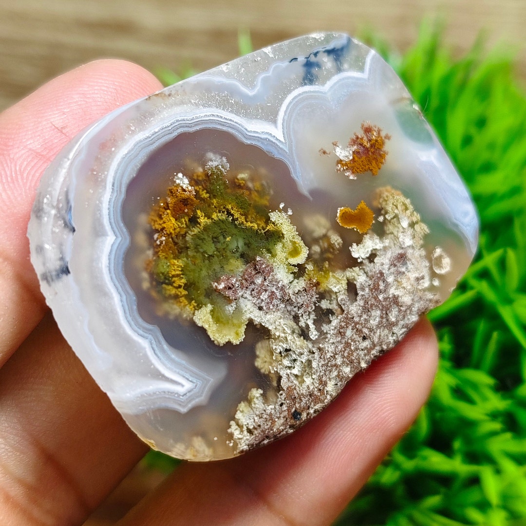 Slab Polished - Plume Flower Agate | Size 47x35x12mm | Slab - Raw ...