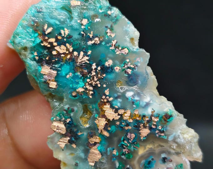 Raw Chrysocolla Copper Slab: Aquadite Stone for Pendant (40x20x9mm) - Etsy