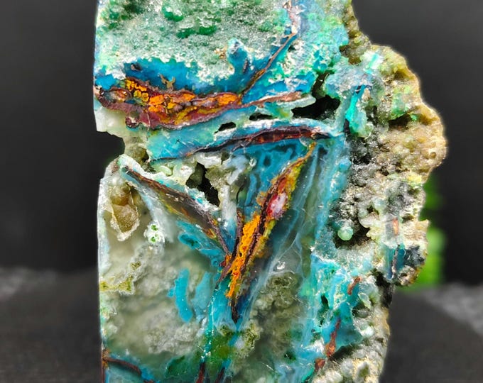 SLAB Chysocolla Blue Native Copper Polished Spider | Size : 54x34x6.7 ...