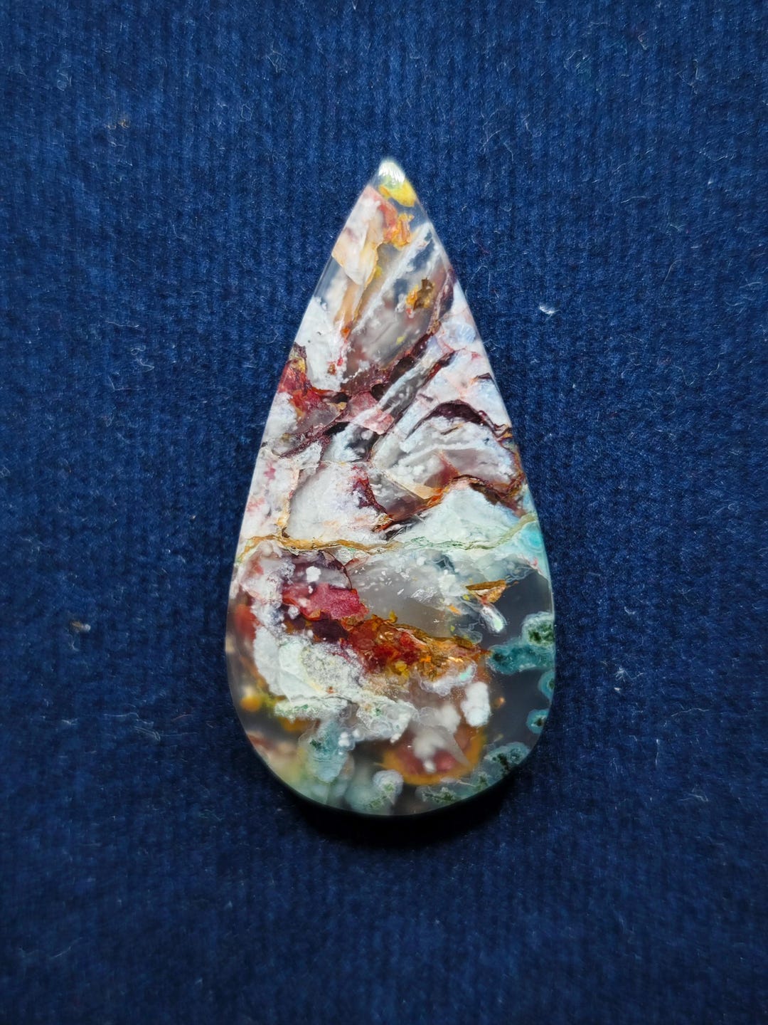 Chrysocolla Native Copper Pendant Stone - Aquadite Gemstone (28x19x5mm ...