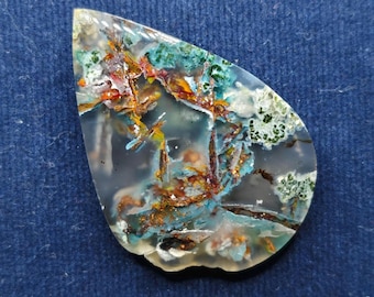 Aquadite - Chrysocolla Copper Spider, Cabochons: Teardrop Gemstone ...