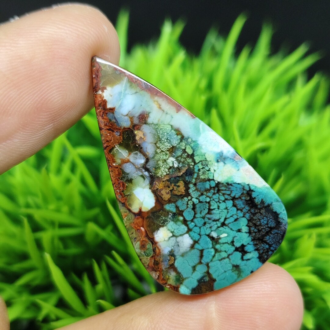 Scenic - Multycolor Plume Blue Opalized Wood | Size 36x20x4mm ...