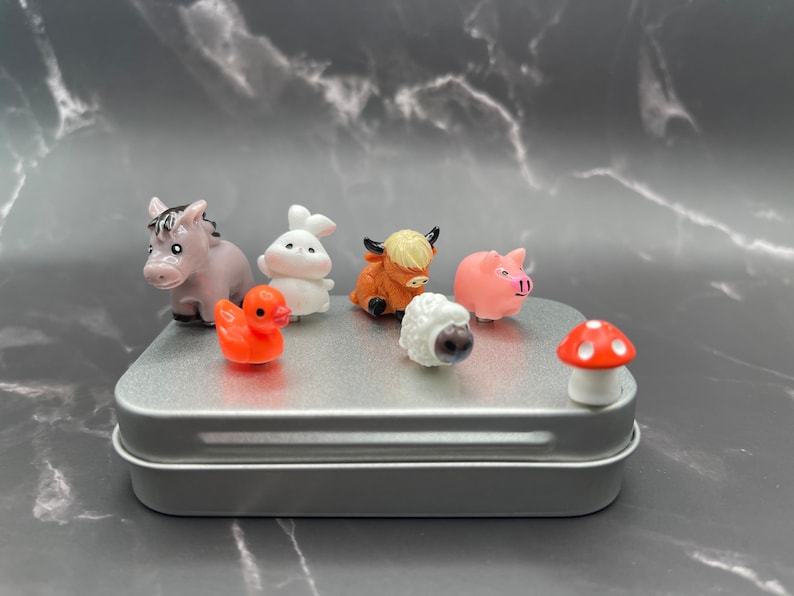 Small Resin Animals in Tins - Etsy