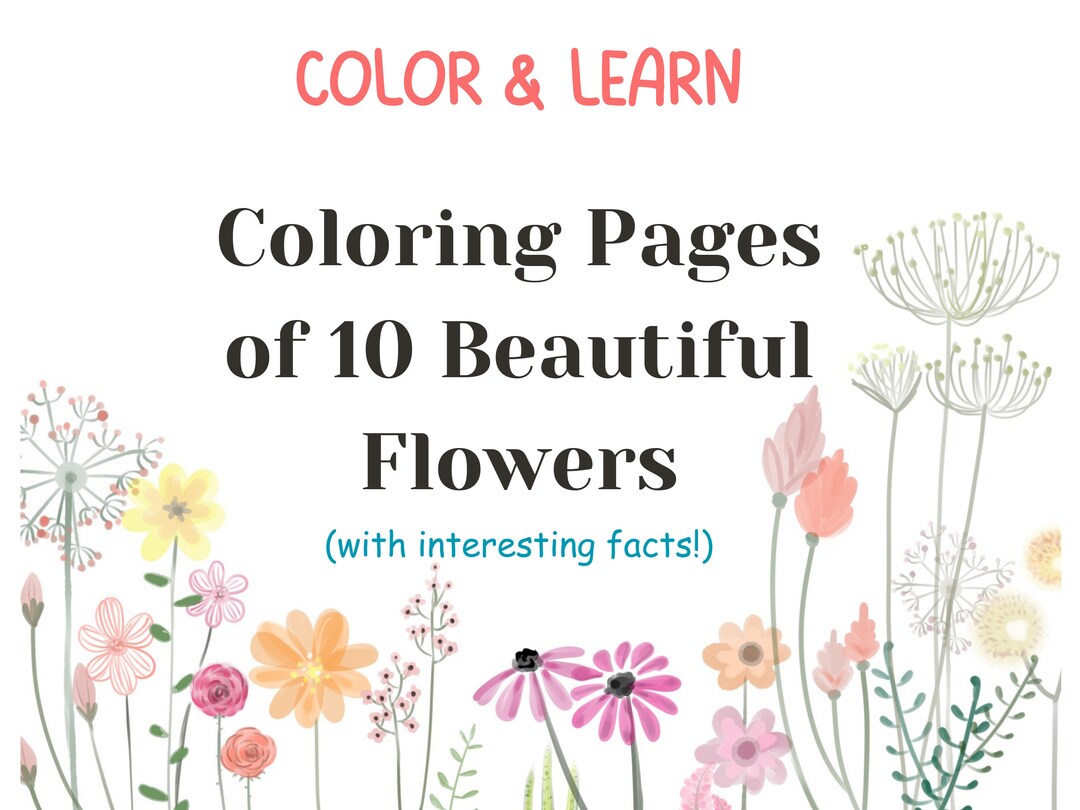 Color & Learn: 10 Easy Flower Coloring Sheets With Cool Facts! [digital ...