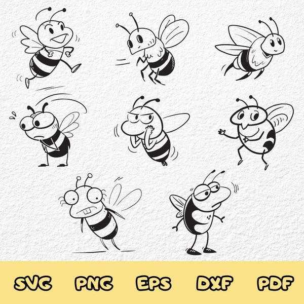 Cartoon Bee Svg - Etsy