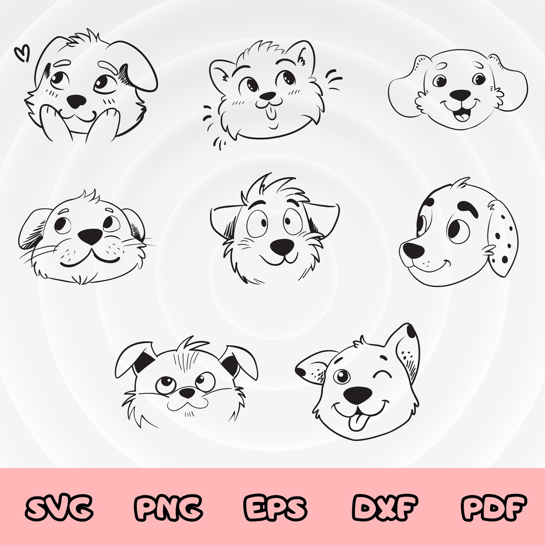 Doodle Dog Svg, Dog Head Svg, Dog Cartoon Drawing, Animal Doodle Svg ...