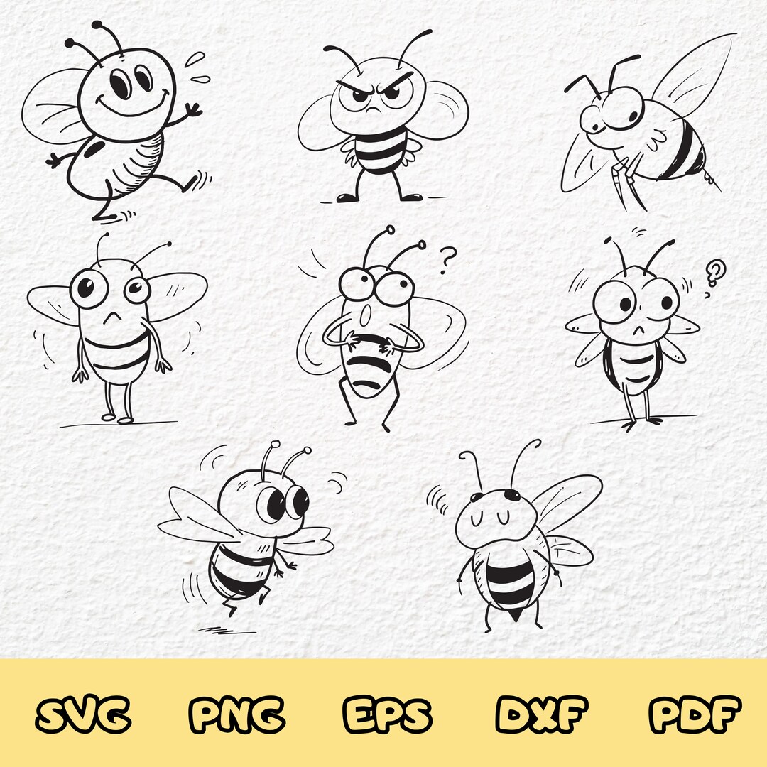 Paquete de 8 abejas svg, linda abeja svg, archivo de abejas para cricut ...