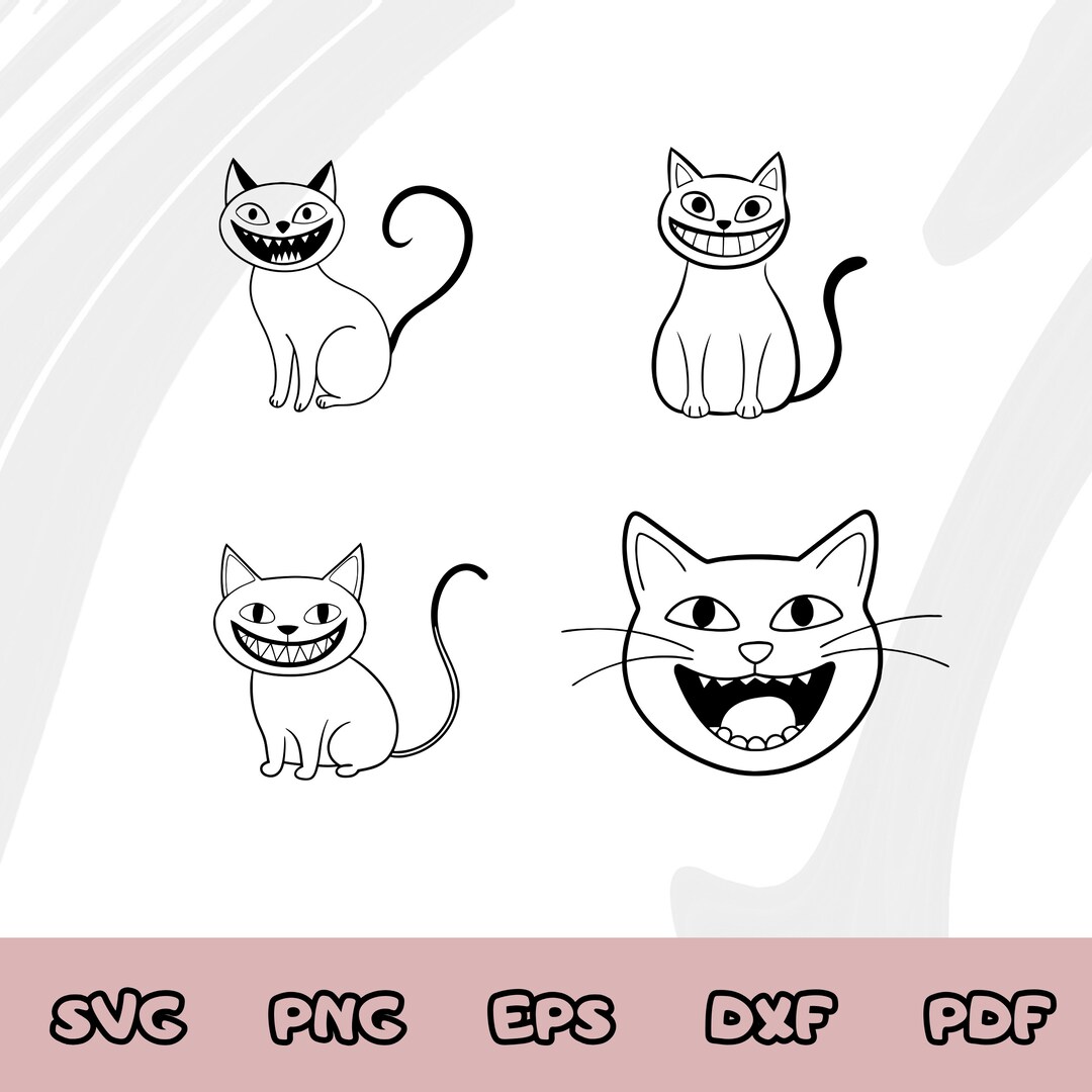 Cat Svg, Crazy Cat Svg, Cute Cats Clip Art, Funny Animal Svg, Outline ...