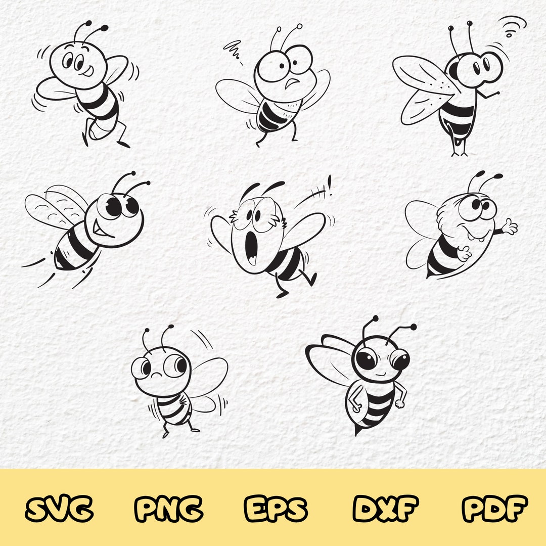 Bee Svg Bundle, Cute Bee Svg, Bee File for Cricut, Doodle Animal SVG ...