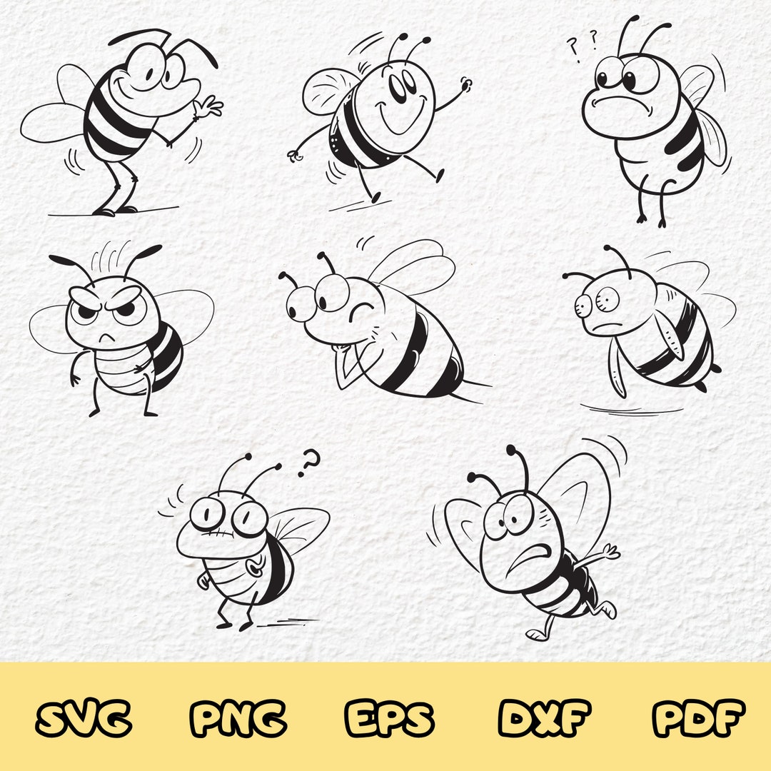 Bee Svg Bundle, Cartoon Bee Svg, Bee File for Cricut, Honeybee Svg ...