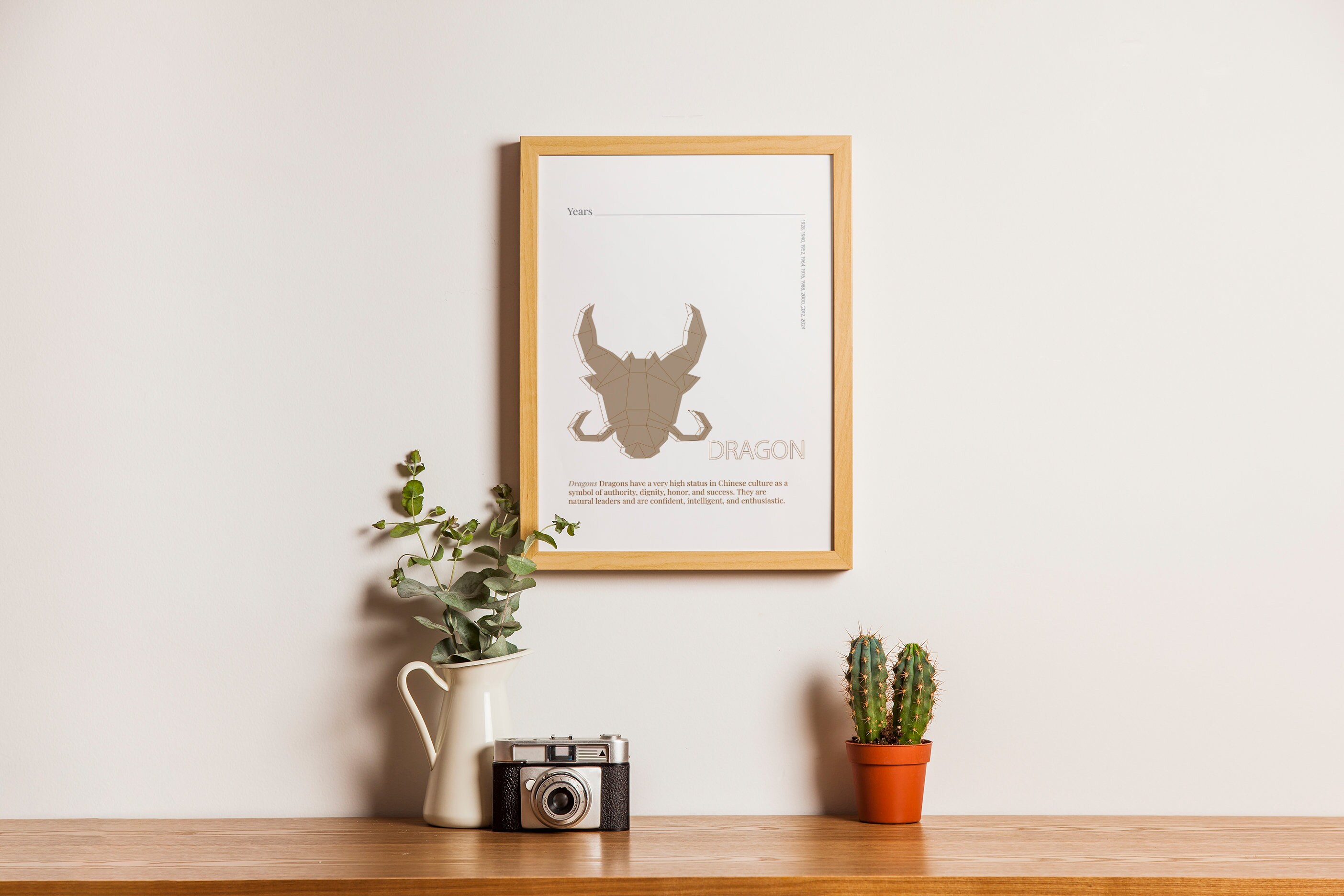 Minimalist Chinese Zodiac Dragon Poster - Digital Download Wall Art ...