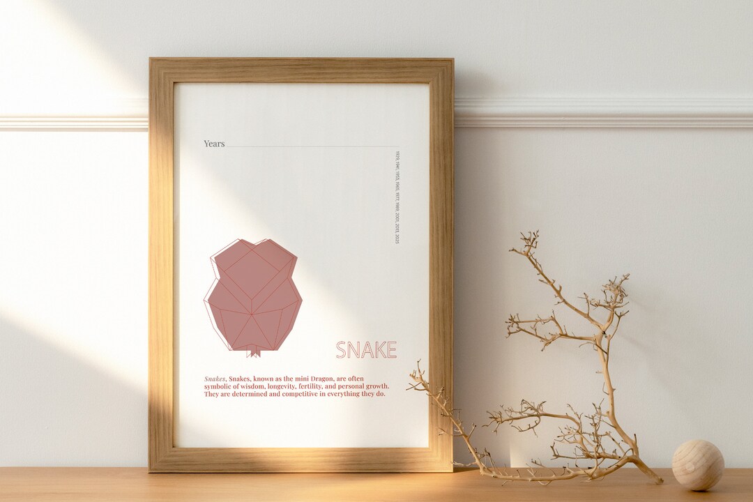 Minimalist Chinese Zodiac Snake Poster - Digital Download Wall Art ...