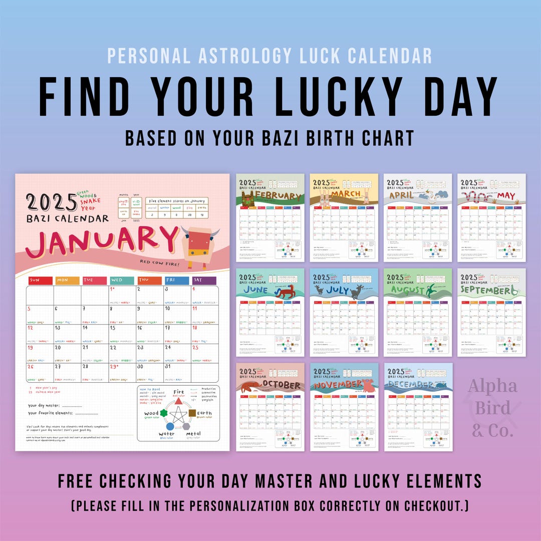 Personal Astrology 'luck' Calendar 2025 | Bazi Birth Chart-based | PDF ...
