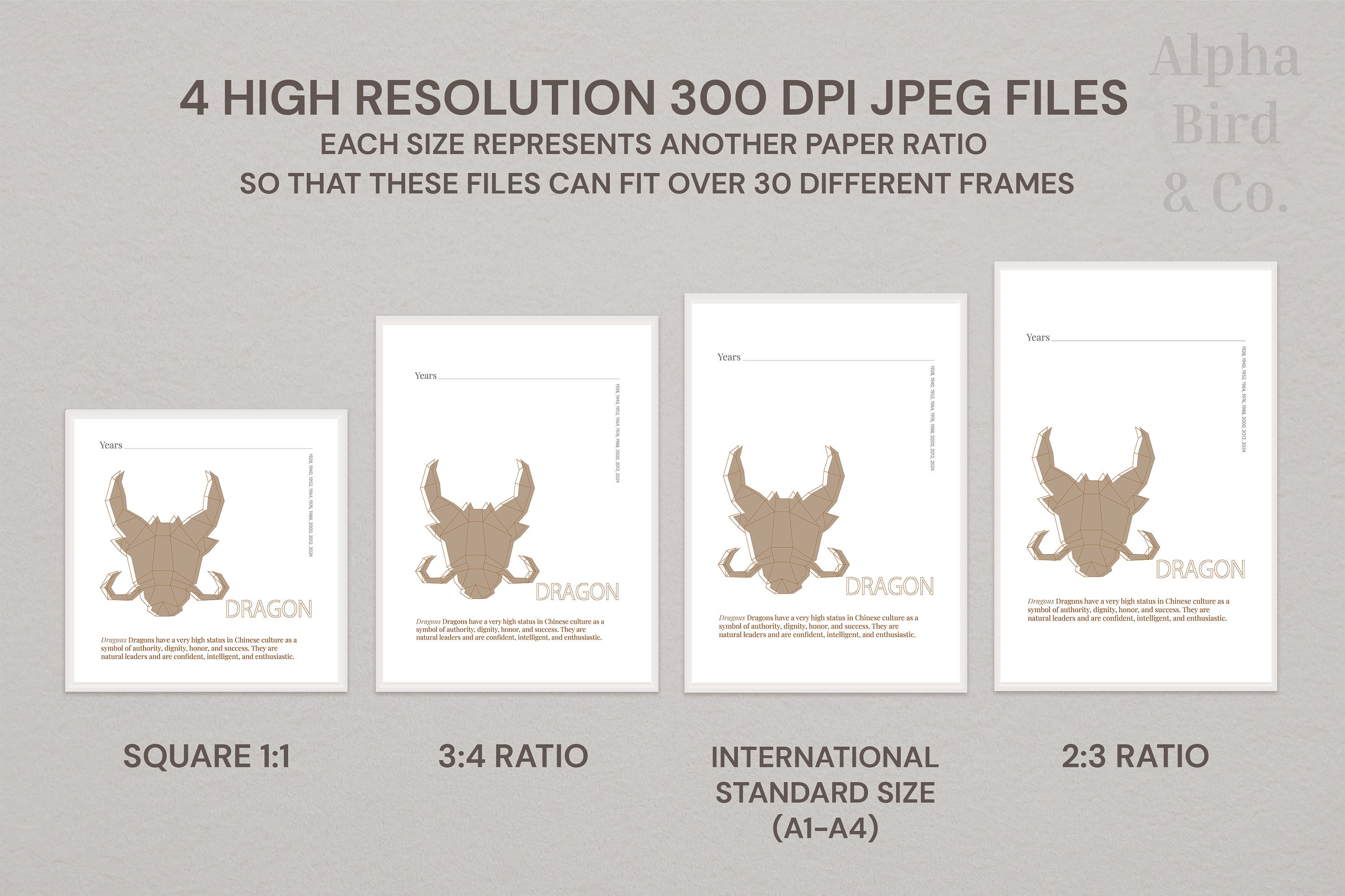 Minimalist Chinese Zodiac Dragon Poster - Digital Download Wall Art ...