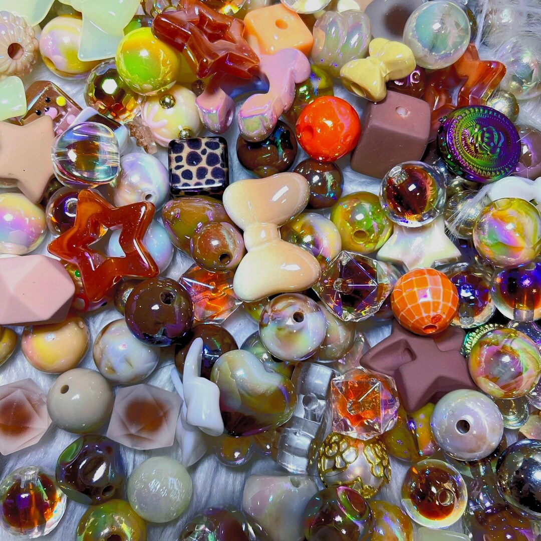 14-16mm 35pcs Brown Theme Bead Soup: Mix Handmade Beads, Beads for DIY ...