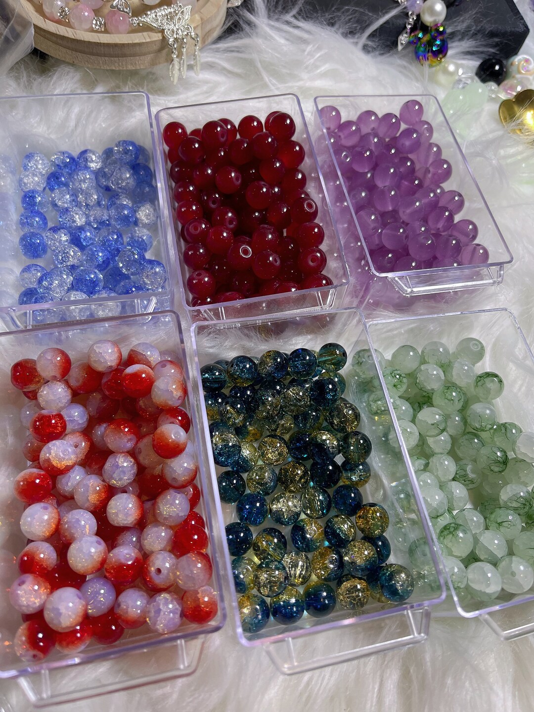 10 MM 6 Color Pastel Glass Beads: Mix Handmade Beads, Beads for DIY ...