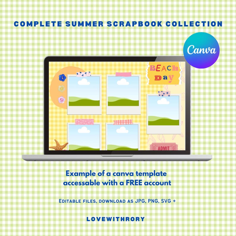Summer Junk Journal Scrapbook Template for Canva - Editable Digital ...