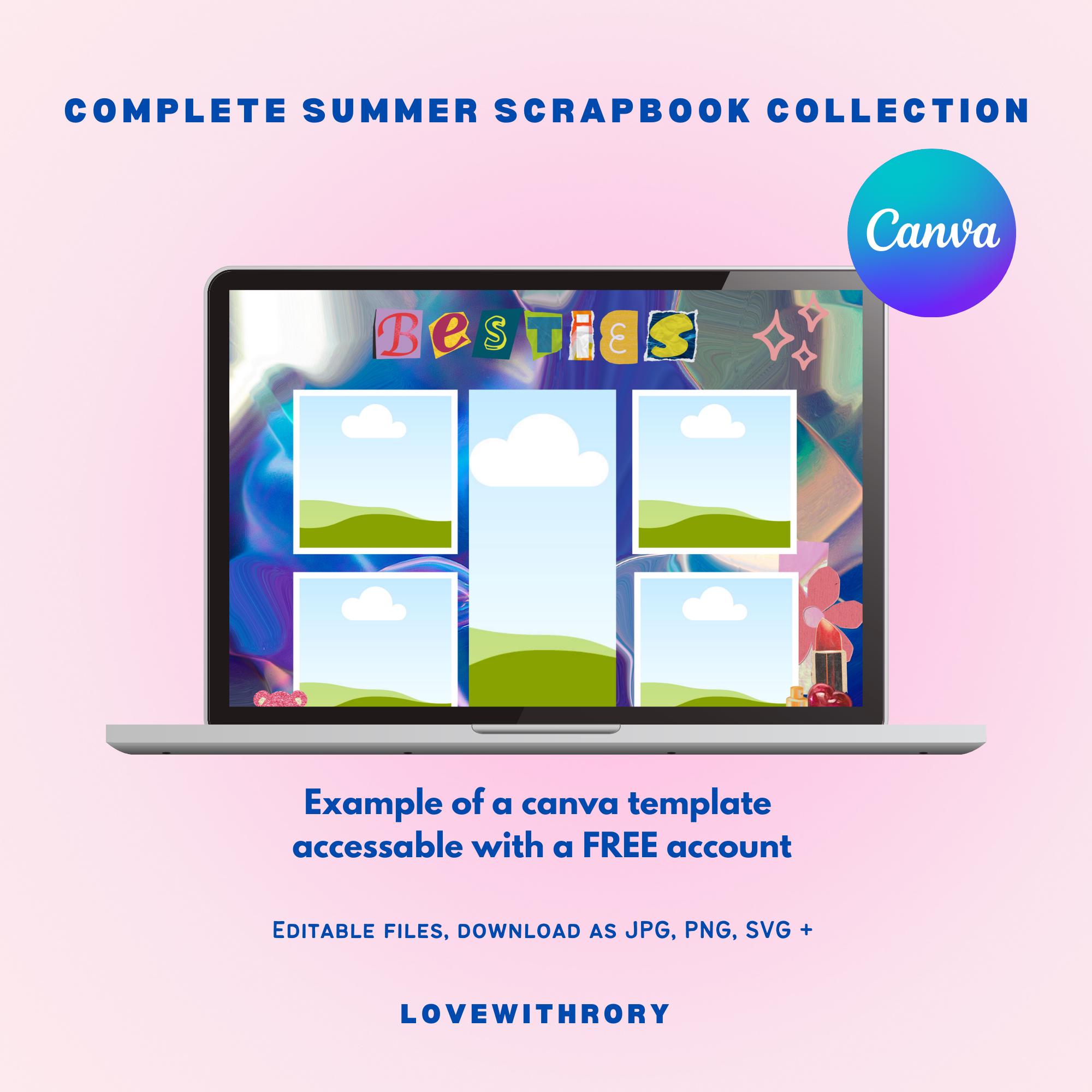 Y2k/ 90s / 2000s Photo Template for Canva - Editable Digital Junk ...