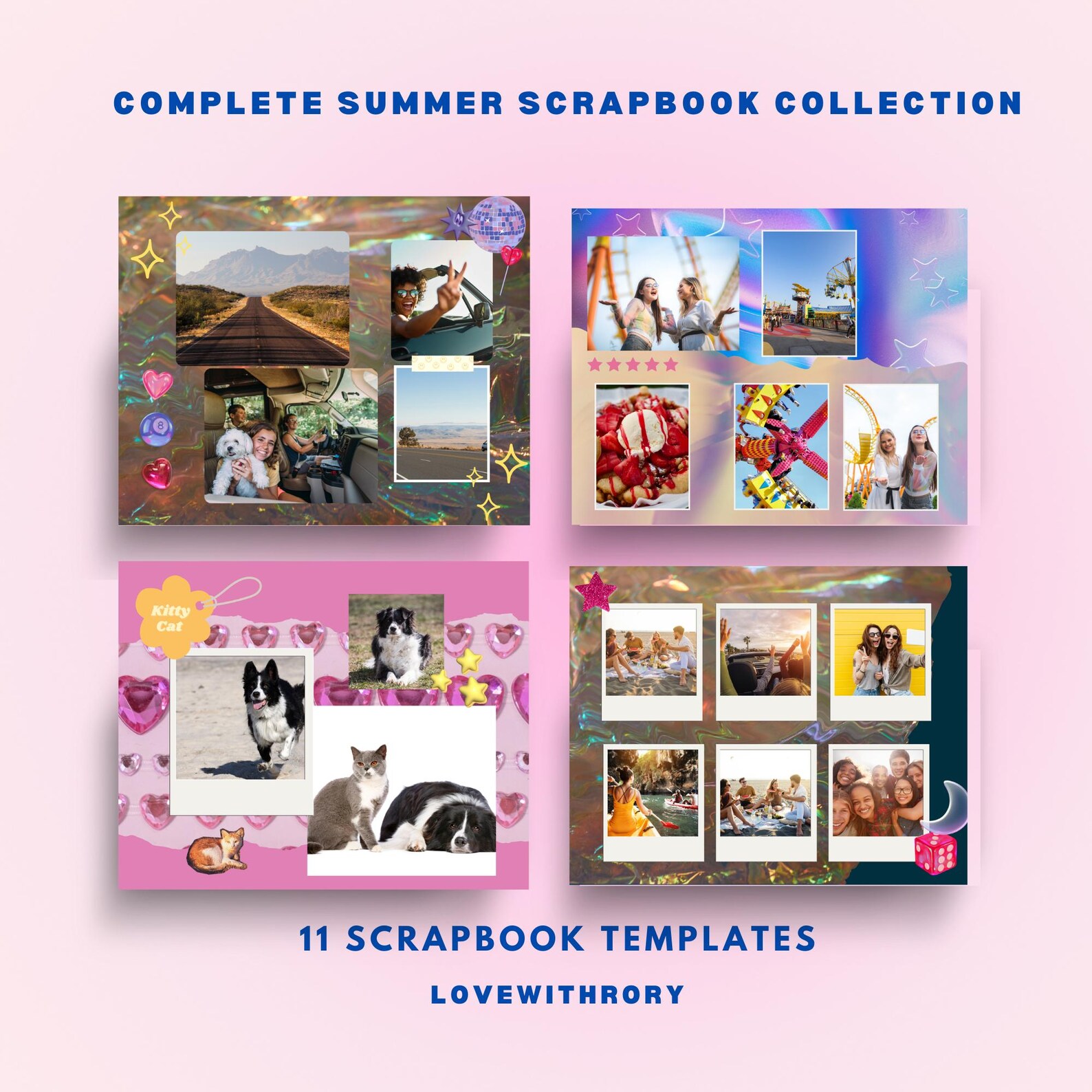 Y2k/ 90s / 2000s Photo Template for Canva Editable Digital Junk Journal ...