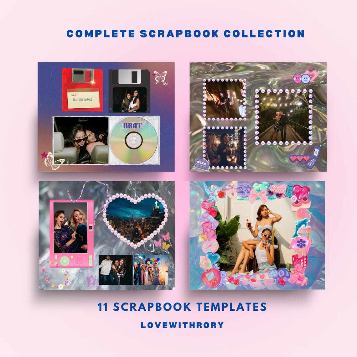 Y2k/ 90s / 2000s Photo Template for Canva - Editable Digital Junk ...