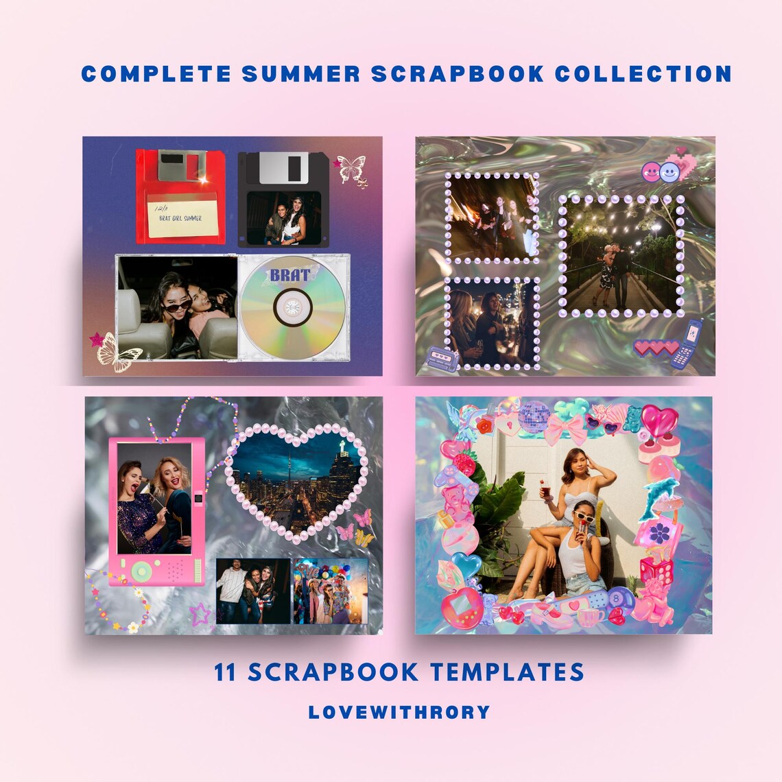 Y2k/ 90s / 2000s Photo Template for Canva Editable Digital Junk Journal ...