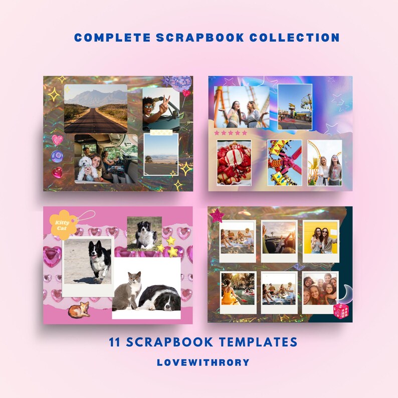 Y2k/ 90s / 2000s Photo Template for Canva - Editable Digital Junk ...
