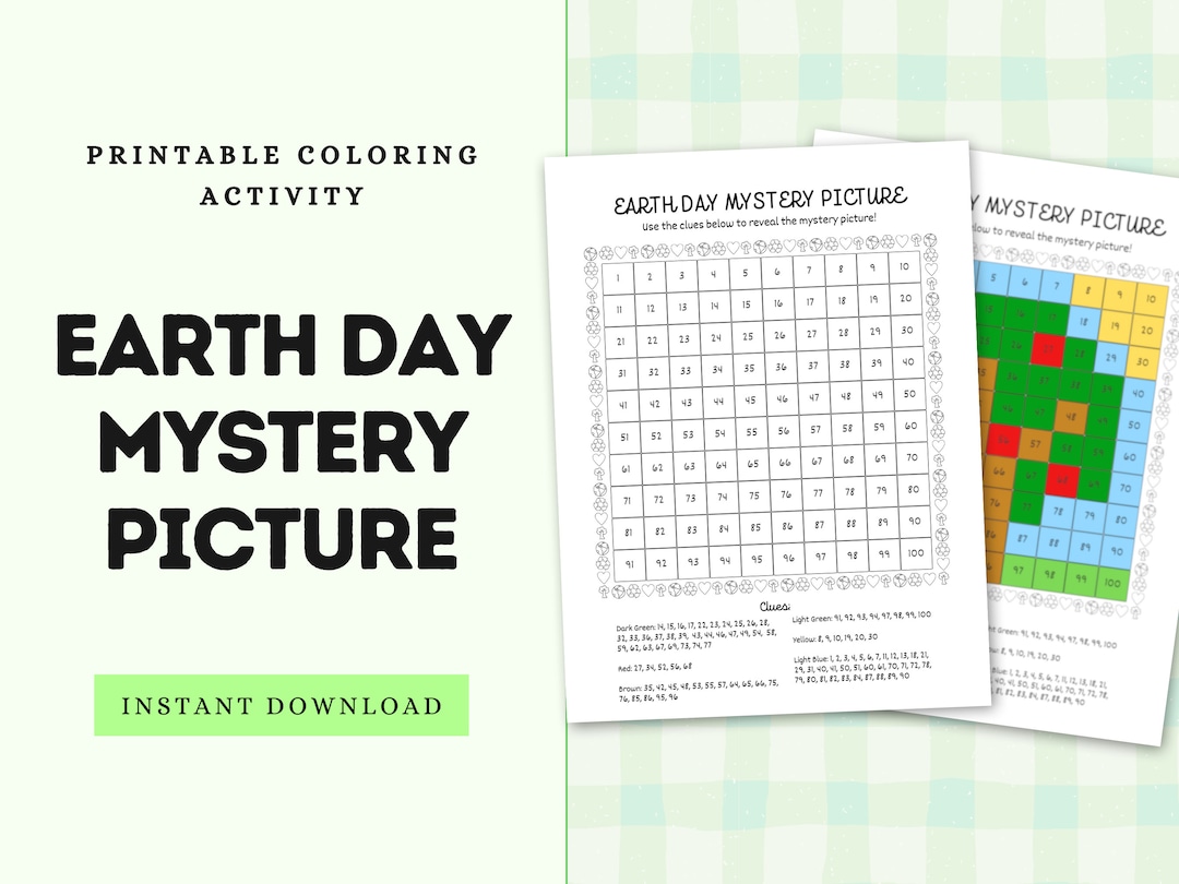 Earth Day Mystery Picture Printable Coloring Worksheet for Kids ...