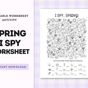 Spring-themed I Spy Printable Worksheet - Digital PDF - Etsy