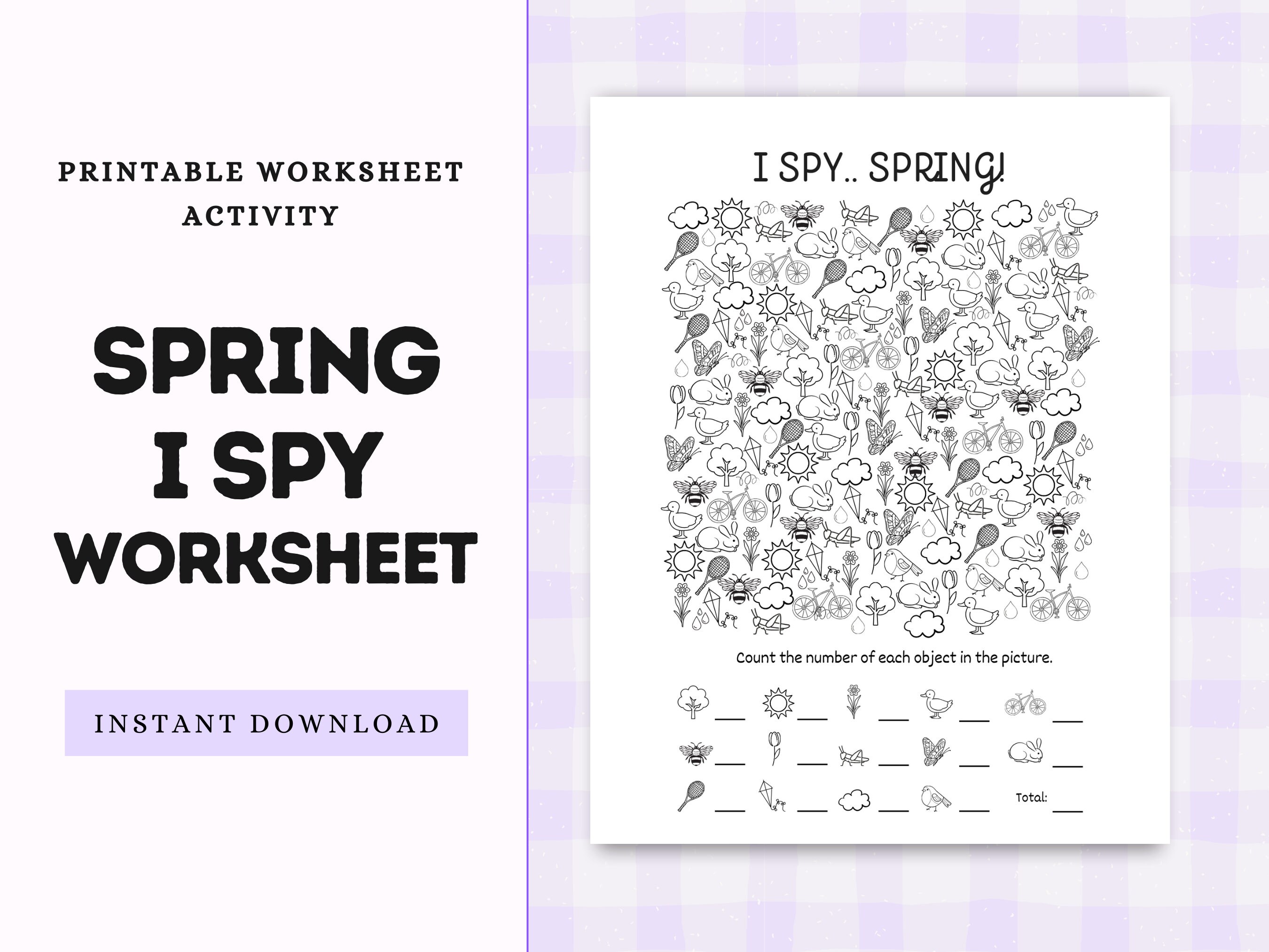 Spring-themed I Spy Printable Worksheet - Digital PDF - Etsy