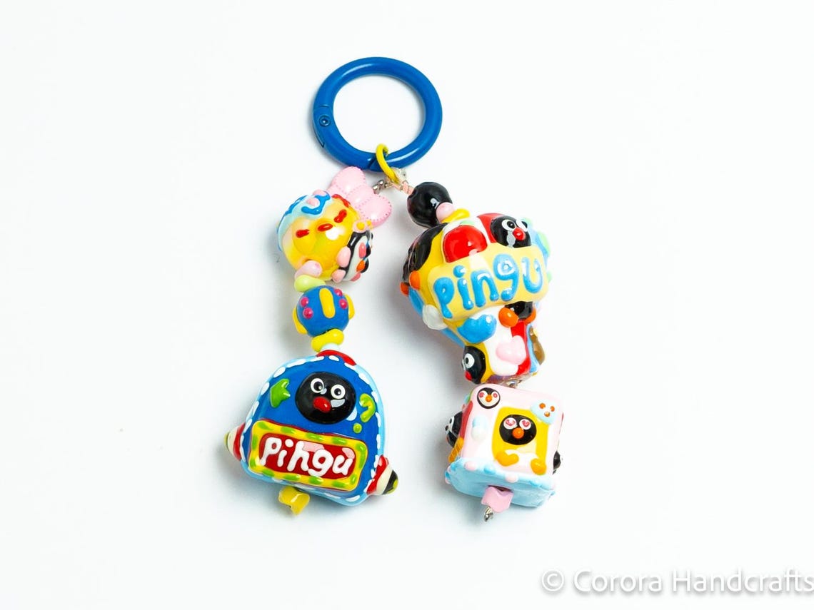 Colorful Handmade Pingu Bead Charm | Fun Phone Strap & Bag Accessory ...