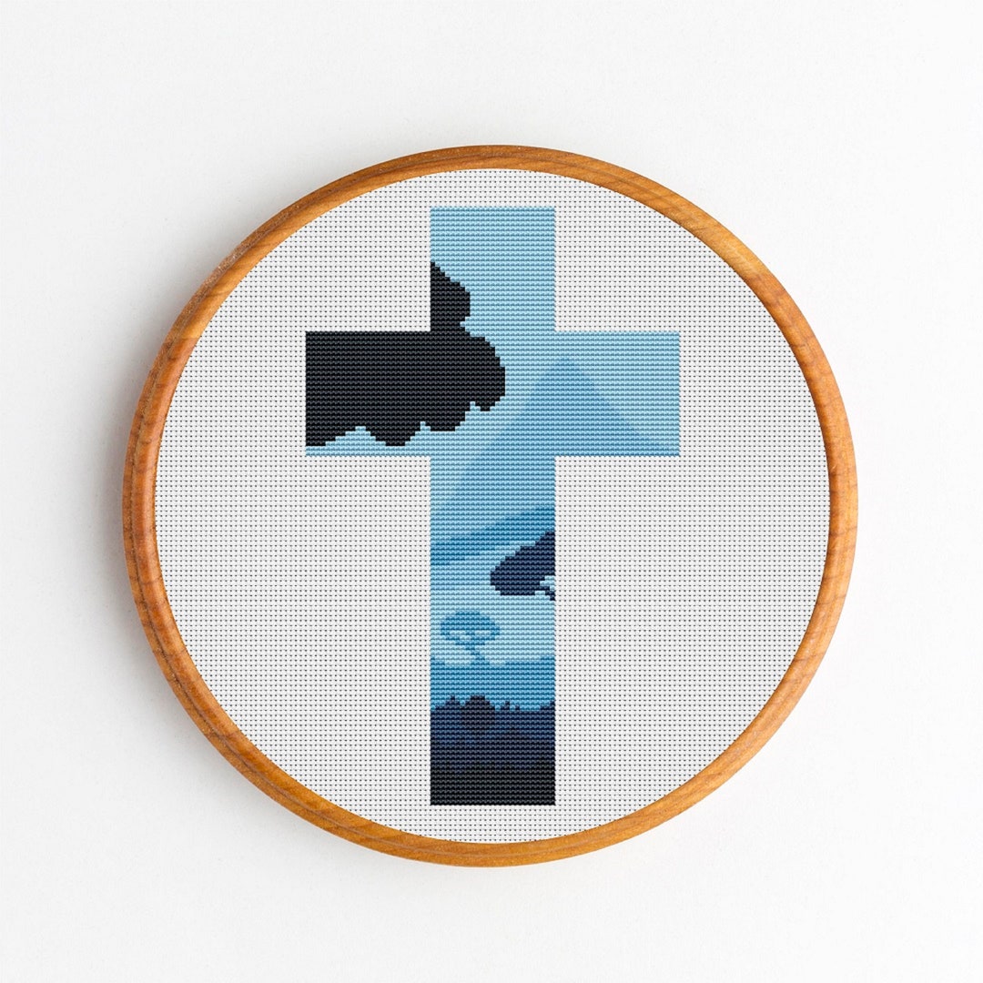 Christian Cross Stitch Pattern PDF, Religious Embroidery Landscape ...
