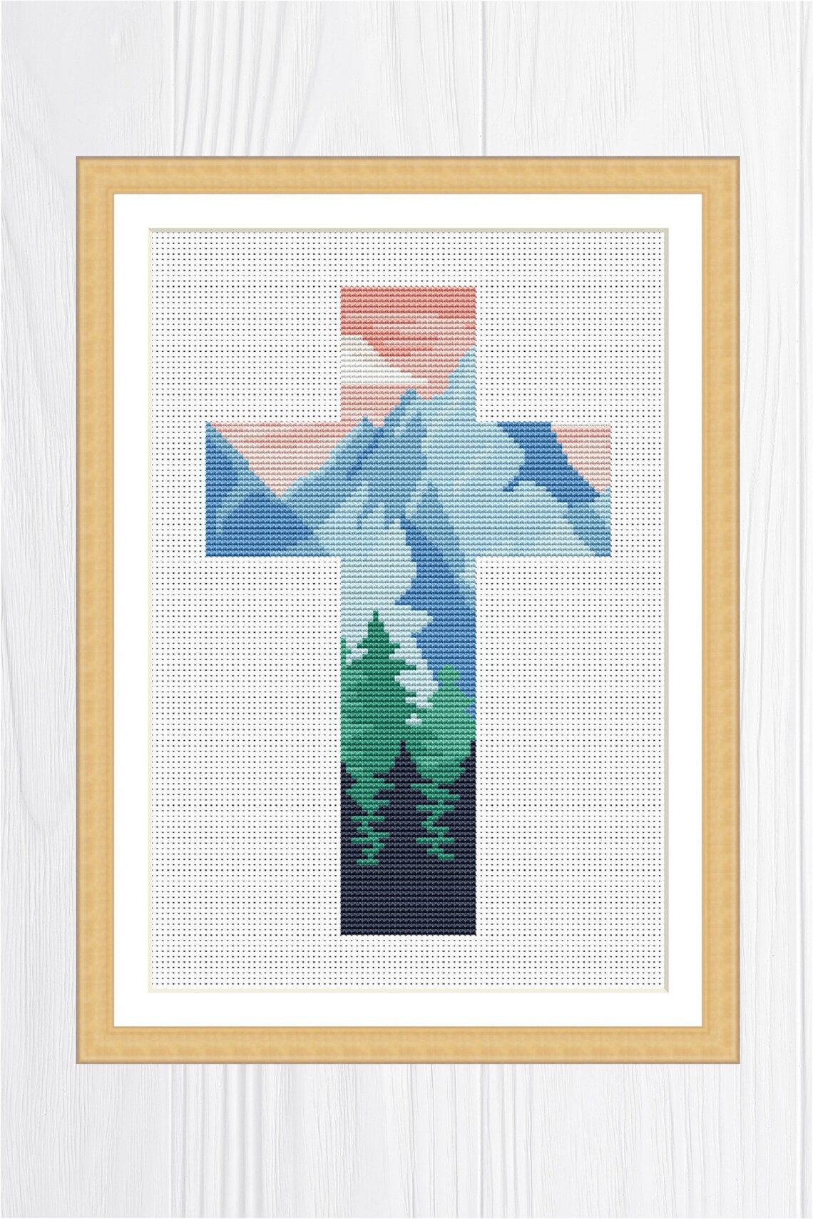 Christian Cross Stitch Pattern PDF, Inspirational, Mountains, Religious ...