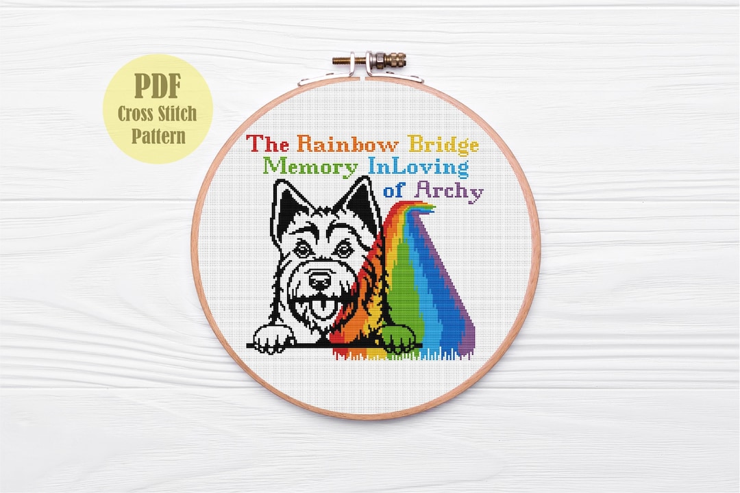 Rainbow Bridge Dog Personalized Cross Stitch Pattern PDF, DIY, Pet ...