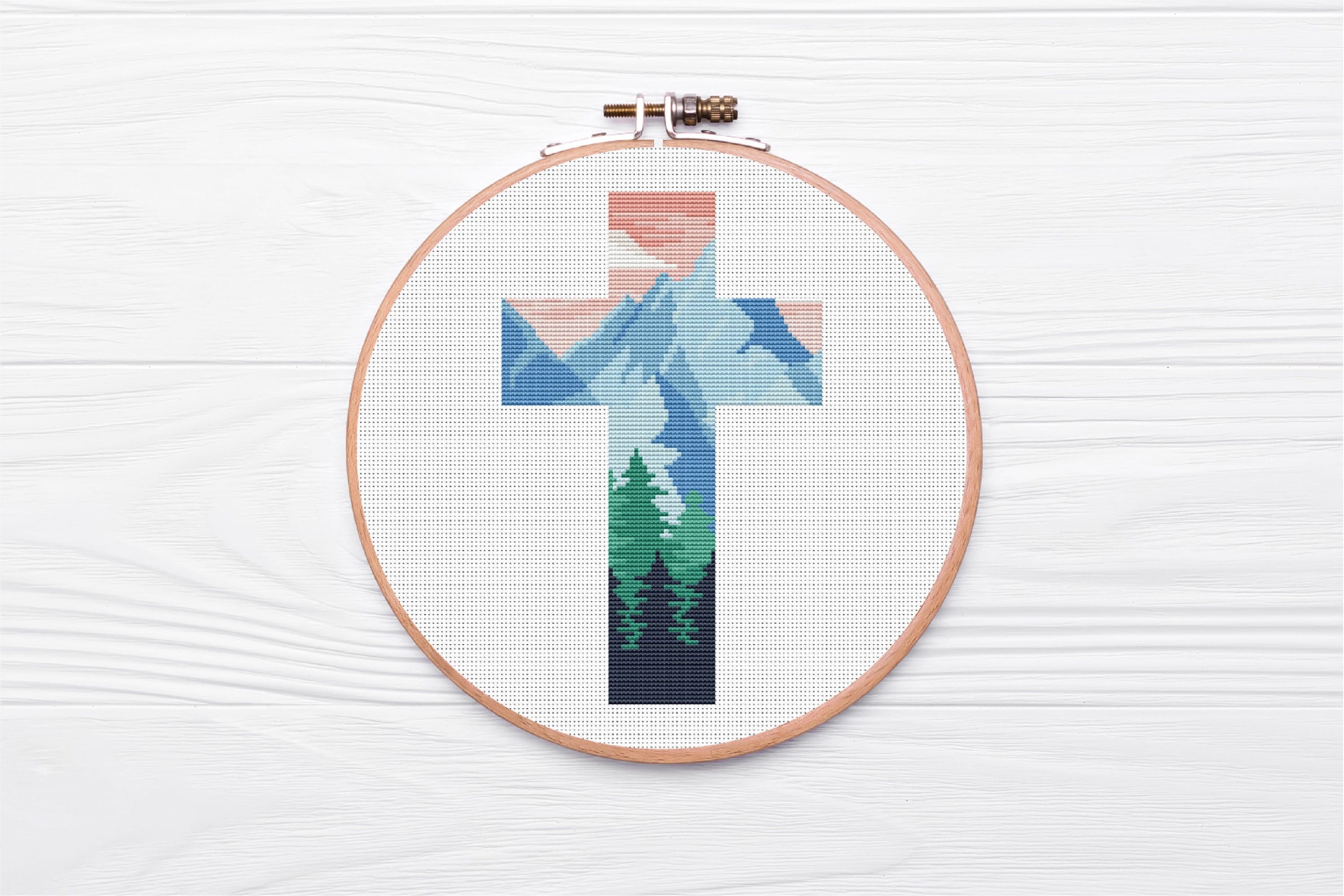 Christian Cross Stitch Pattern PDF, Inspirational, Mountains, Religious ...
