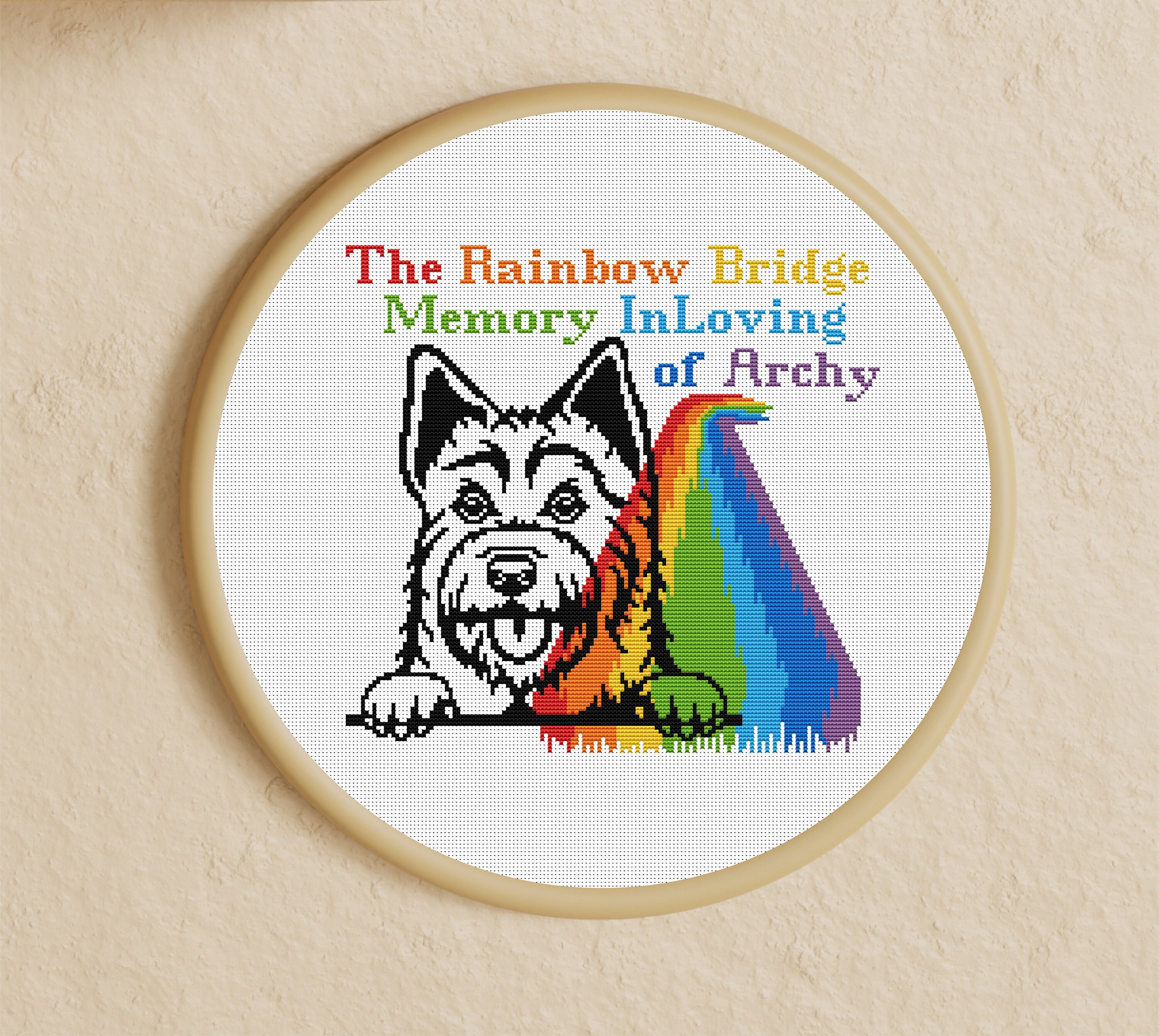 Rainbow Bridge Dog Personalized Cross Stitch Pattern PDF, DIY, Pet ...