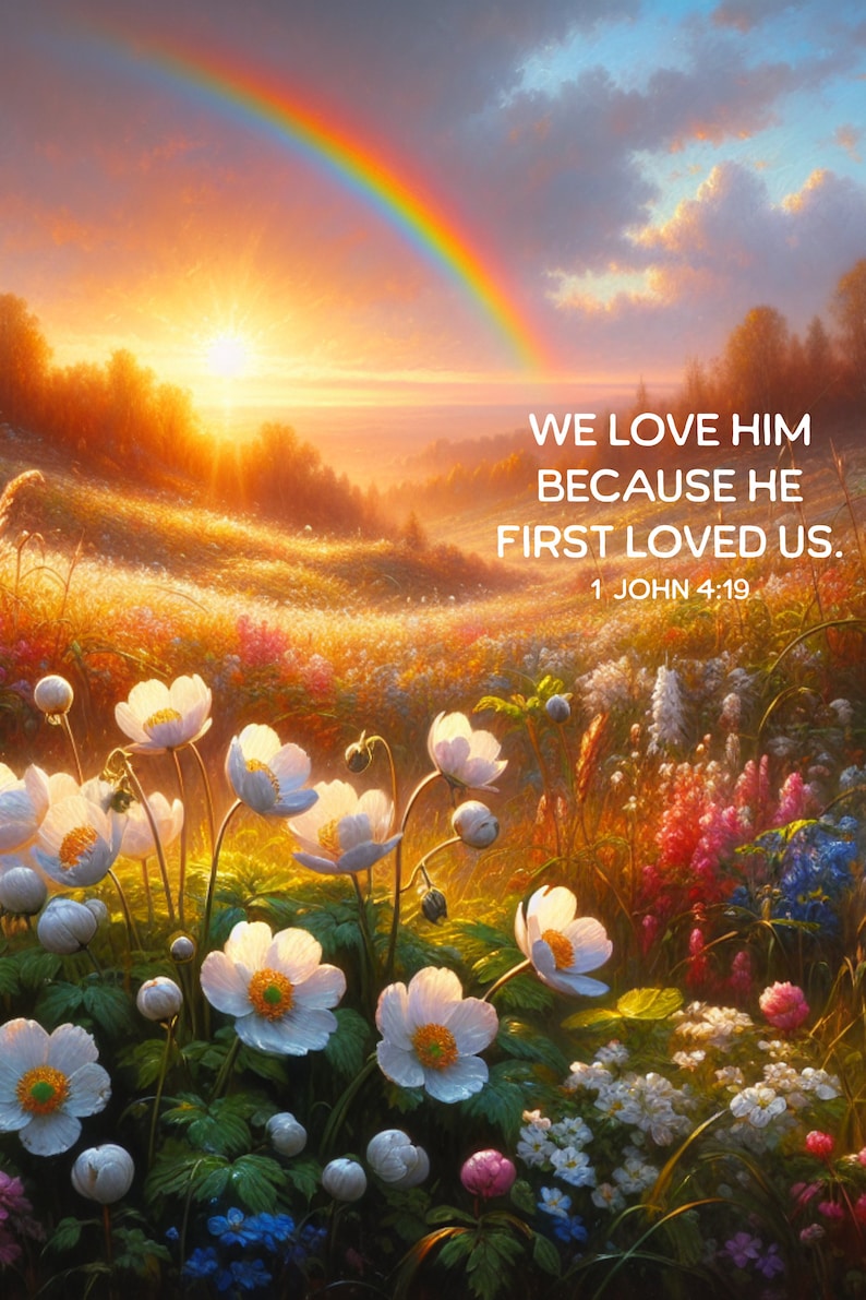 We Love Because He First Loved Us Digital Wall Art, 1 John 4:19, Bible ...