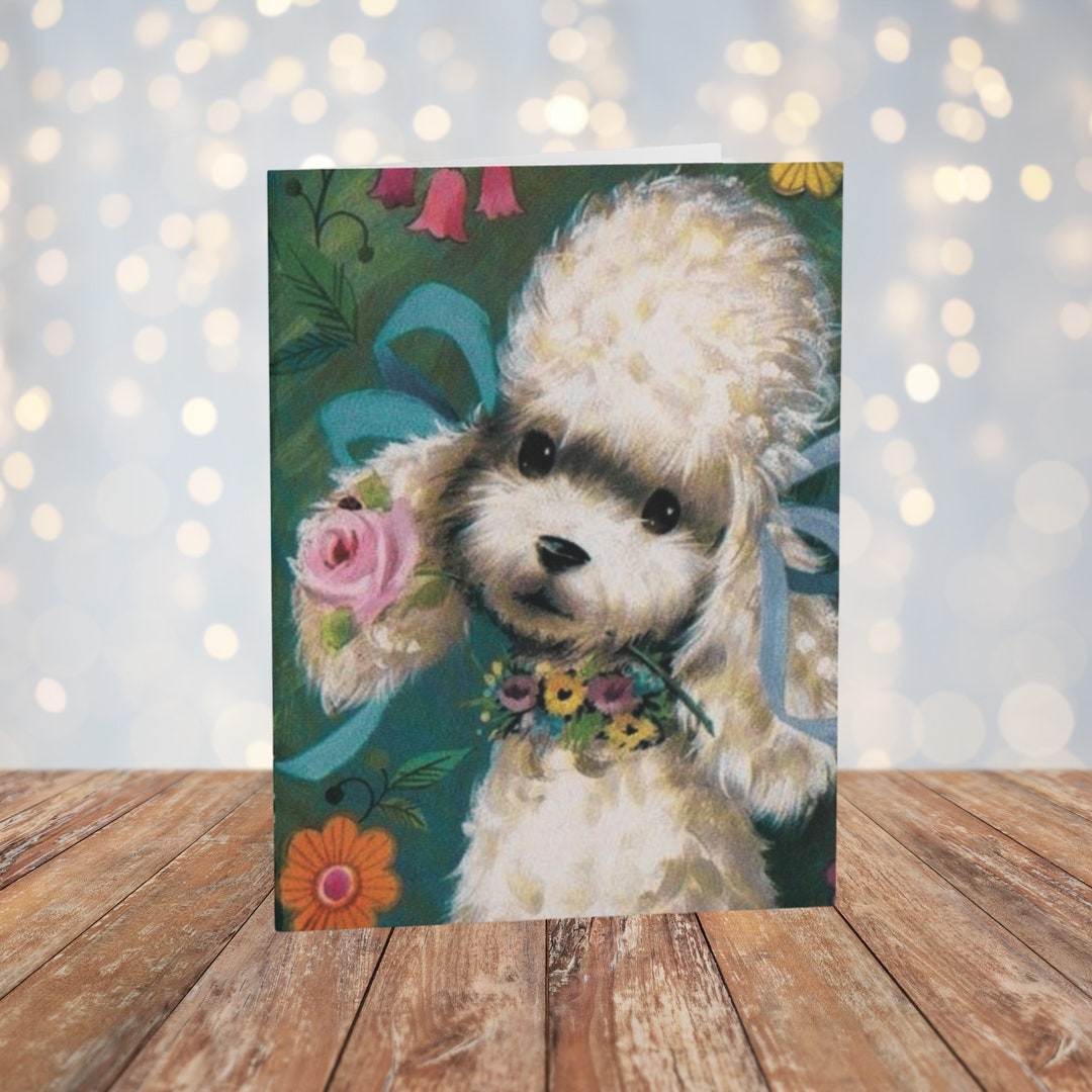Cute Vintage Style Poodle Cards, Dog Lover, Animal Lover, Retro Poodle ...