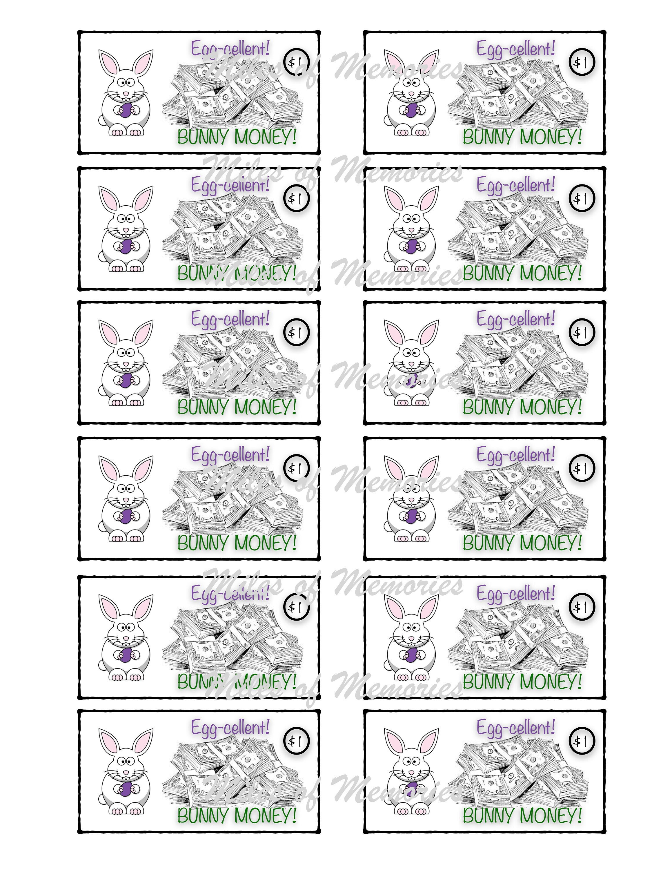 Printable Bunny Money for Filling Easter Eggs - Etsy