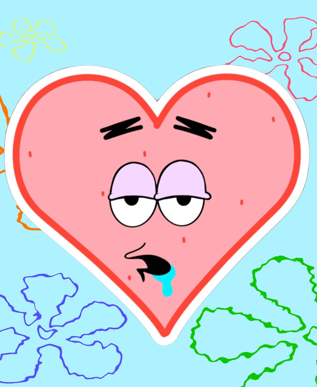 Patrick Star Heart Sticker, Patrick Star Sticker, Laptop Sticker ...
