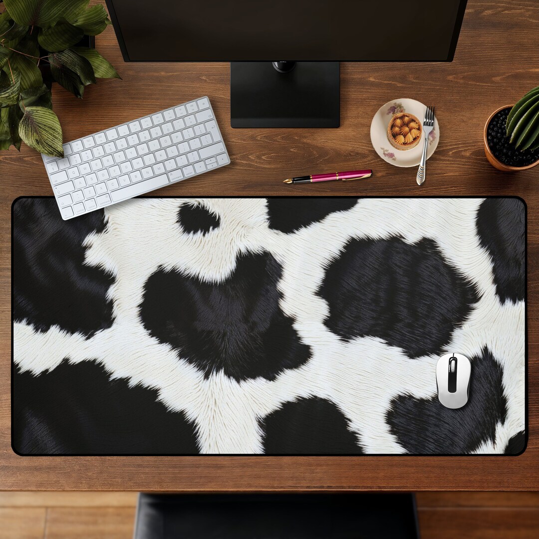 Cute Cow Desk Mat, Large Mousepad, Cowskin Home Desk Decor Housewarming ...