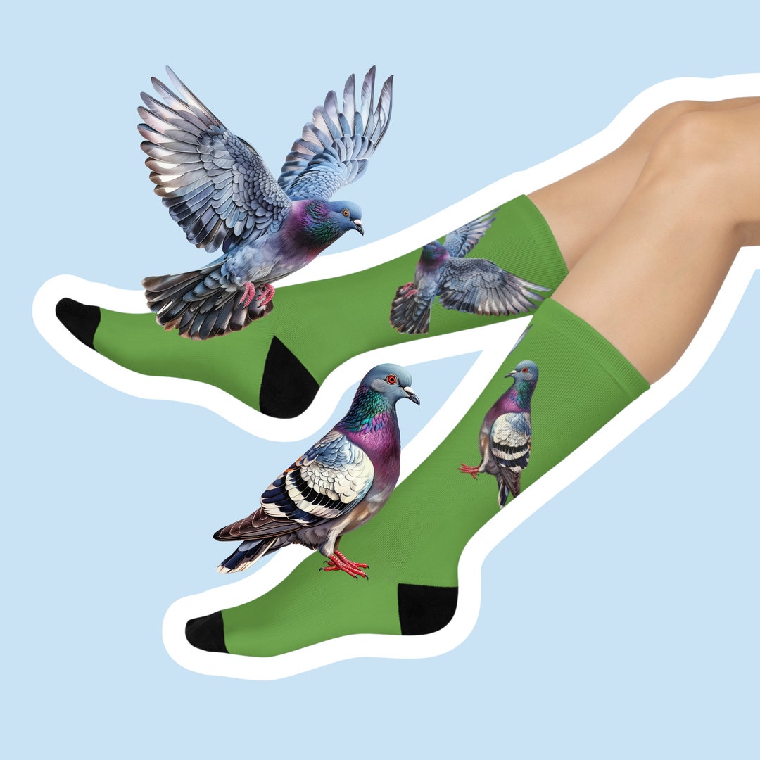 Pigeons Cushioned Crew Socks, Cottagecore Pigeon Socks, Unique Unisex ...