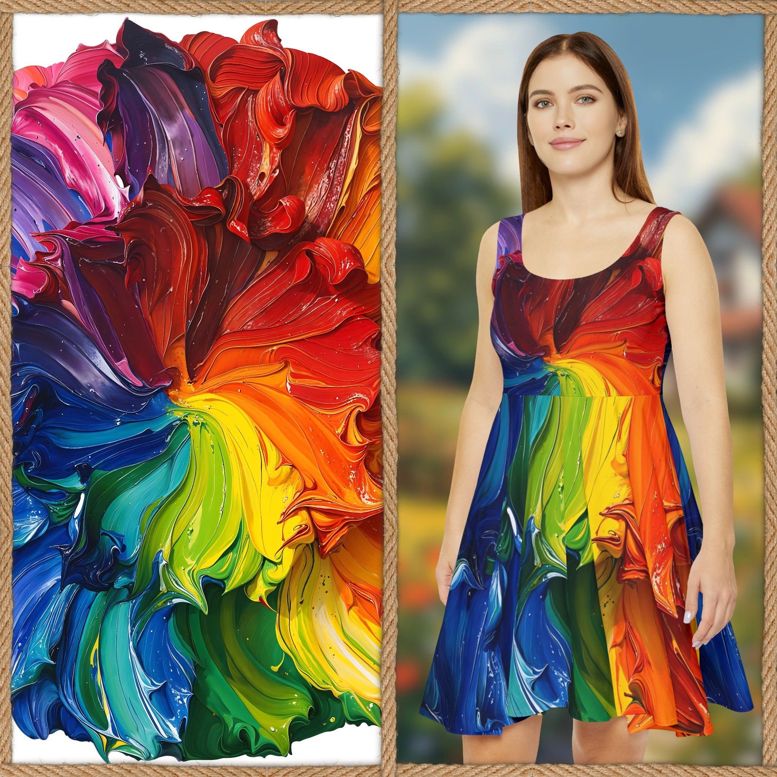 Pride Rainbow Paint Dress Spring Summer Dress | Rainbow Paint Pattern ...