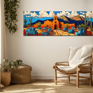 Southwest Monastery Canvas Print, Panoramic Desert Wall Art, Mexican ...