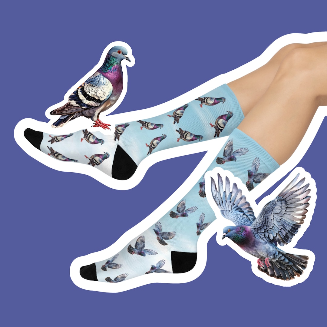 Pigeons Cushioned Crew Socks, Cottagecore Pigeon Socks, Unique Unisex ...