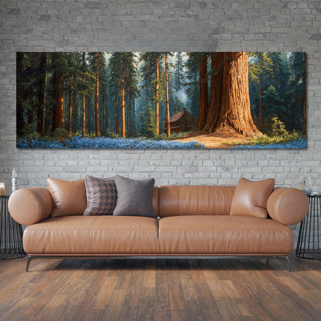 Redwood Sequoia Forest Canvas Print, Panoramic Wall Art, Northwest ...