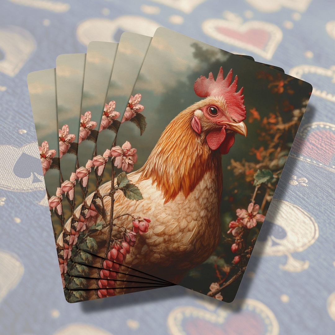 Chicken Playing Cards Deck, 52 Cards Deck, Rooster Hen Lover Card Deck ...