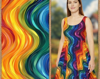 Pride Rainbow Paint Dress Spring Summer Dress | Rainbow Paint Pattern ...