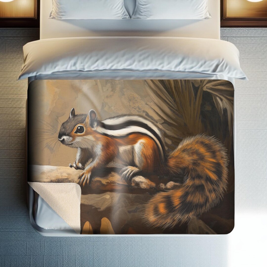 Squirrel Sherpa Blanket Indian Palm Squirrel Bedding Forest Animal ...