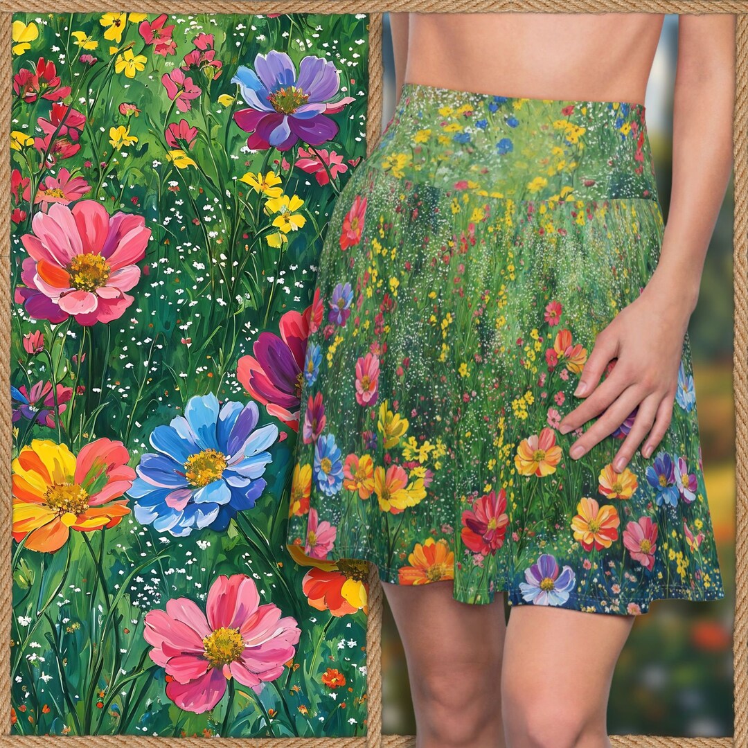 Skirt Spring Summer Rainbow Flowers Cottagecore | Botanical Boho Nature ...