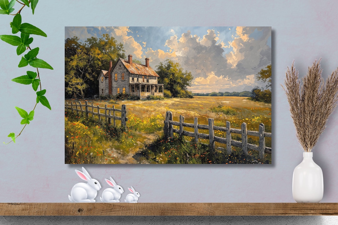 Old Farm Canvas Art Print, Cottage Wall Decor, Ranch Wall Art Print ...